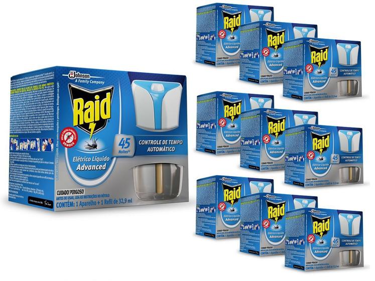 Kit Repelente Raid Eletrico Liquido Advanced 45 Noites Automatic 10 ...