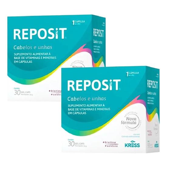 Kit Reposit Cabelos e Unhas Com 2 Caixas De 30 Cápsulas Cada - KRESS ...