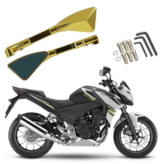 Kit Retrovisor Triangular Esportivo Stallion R12 Dourado para Moto ...