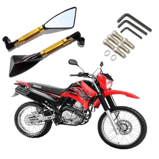 Kit Retrovisor Triangular R08 Esportivo Dourado para Moto Yamaha XTZ ...