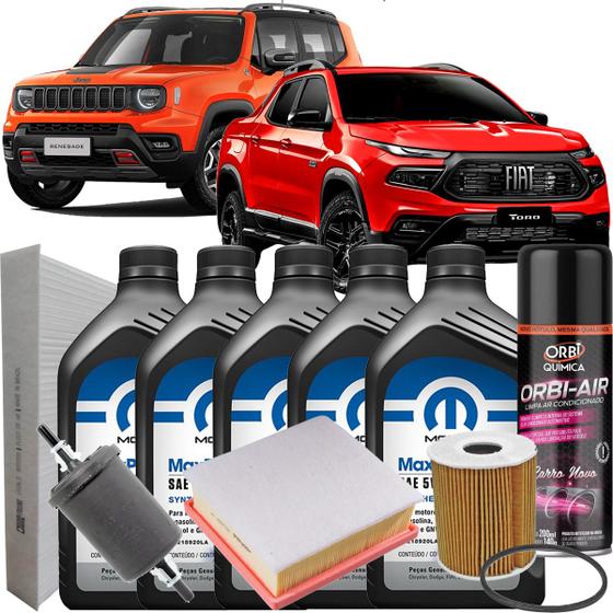 Kit Revisao Completo Oleo Mopar 5w30 E Filtros Fiat Toro Jeep Renegade 1.8 Etorq Flex 2016 2017 ...