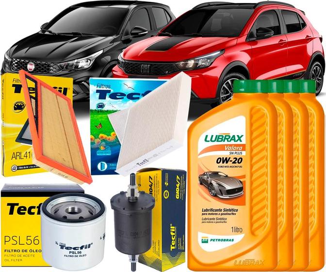Kit Revisão Troca de Óleo 0w20 e Filtros Fiat Argo 1.3 8v 2017 2018 2019 2020 2021 2022 2023 ...