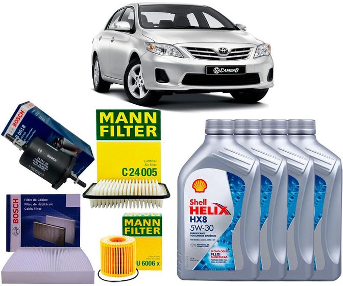 Kit Revisão Troca De Óleo 5w30 e Filtros Toyota Corolla 1.8 e 2.0 2010 ...
