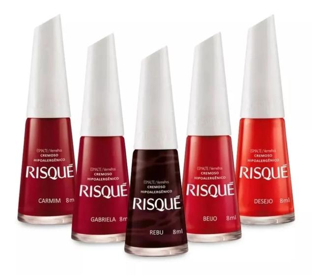 Kit Risqué Esmaltes Vermelhos Mais Vendidos 5 Cores - Risque - Esmalte ...