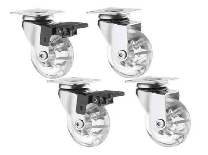 Kit Rodinhas Para Cadeira De Escritório Gel Silicone 2 S/ Trava + 2 C ...
