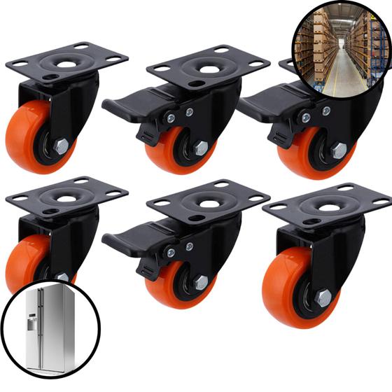 Kit Rodinhas Rodízio Roda Reforçada Moveis Pesados 50mm 100kg Giratória ...