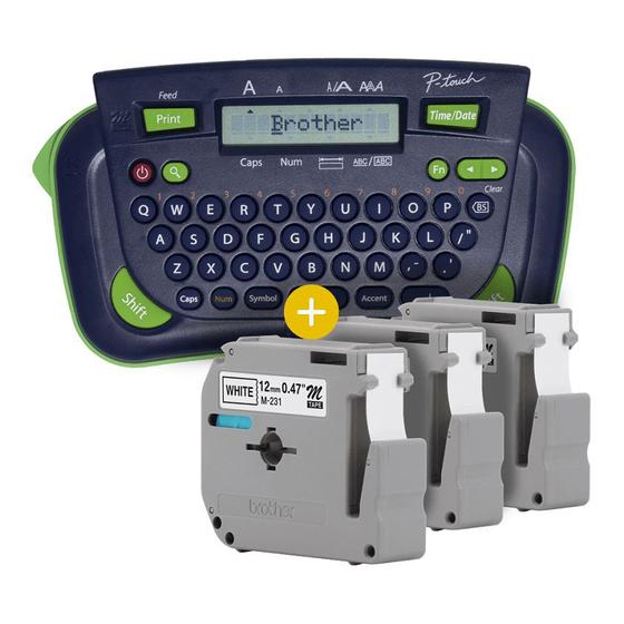 Kit Rotulador Brother PT-80 + 3 Fitas M231 Preto/Branco - Etiquetadora ...