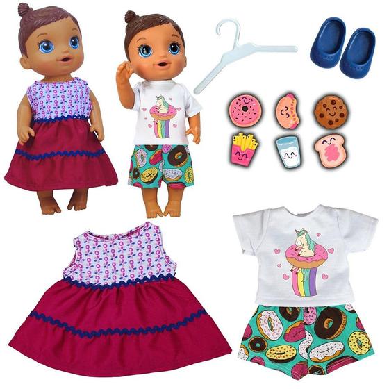Kit roupa boneca para baby alive 6 peças - donuts unicórnio - casinha 4 ...