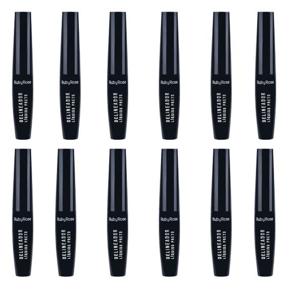 Kit ruby rose delineador líquido preto 5,8ml hb-8406 1 c/12 - Maquiagem ...