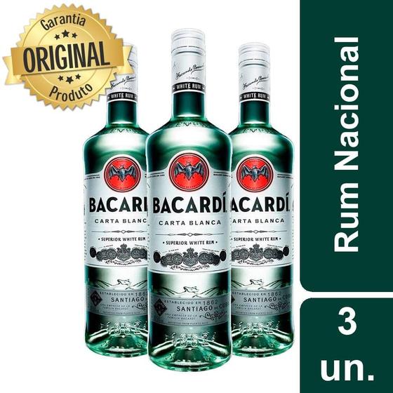 Kit Rum Carta Blanca 980ml - 3 garrafas - Bacardi - Rum - Magazine Luiza