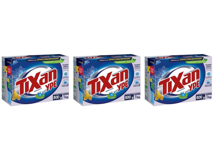 Kit Sabão em Pó Tixan Ypê Primavera 800g - 3 Unidades - Sabão em Pó ...