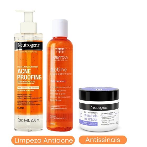 Kit Sabonete Acne Proofing Antioleosidade + Tônico Actine 190ml+ Face ...
