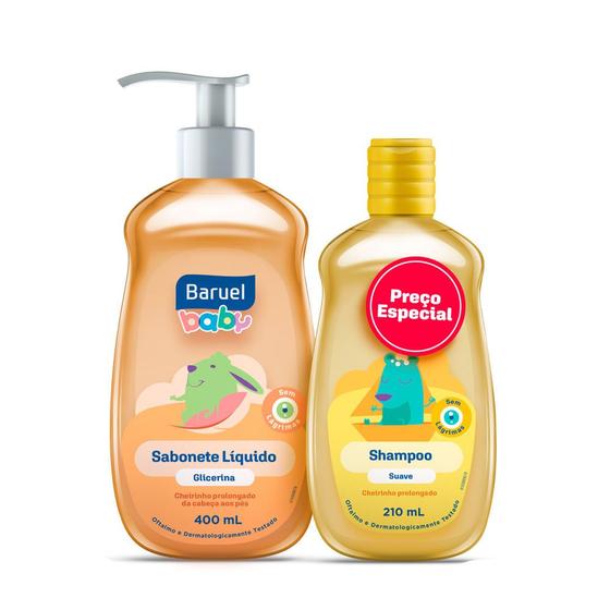 Kit Sabonete Liquido Infantil Baruel Baby Glicerina 400ml e Shampoo ...