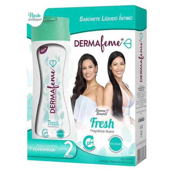 Kit Sabonete Líquido Íntimo Dermafeme Fresh 2 Frascos de 200ml ...