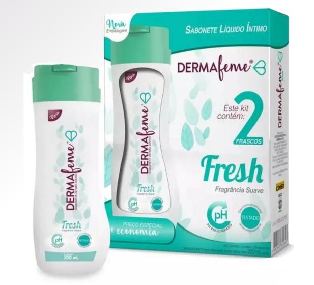 Kit Sabonete líquido Íntimo Dermafeme Fresh c/2 Unidades 200ml ...