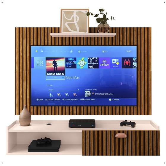 Kit Sala Estar Completa Rack Suspenso Home Classic Painel Star Tv 32 Polegadas Off White/Ripado ...