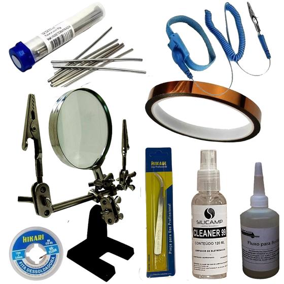 Kit Salva Chip Malha Fluxo Solda Kapton Lupa Pinça - Acessórios para ...