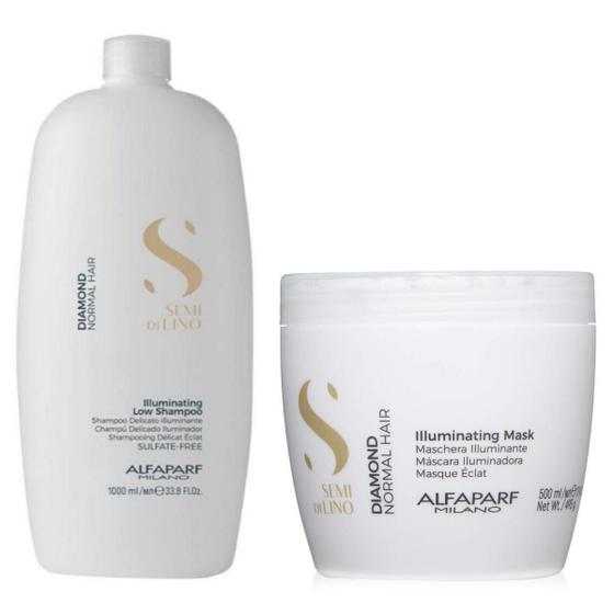 Kit Semi Di Lino Diamond Shampoo 1 Litro E Máscara De 500Ml - Alfaparf ...