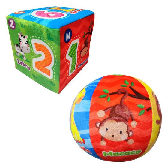 Kit Sensorial Bola E Dado Colorido Baby - Dm Toys - Brinquedos ...