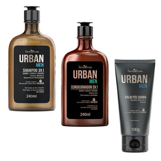 Kit Shampoo 3X1 + Condicionador + Balm Pós-Barba Urban Men IPA ...