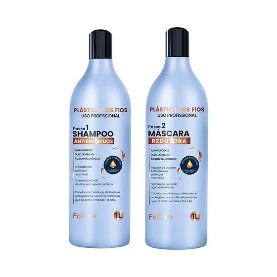 Kit Shampoo Antiresiduos + Máscara Redutora Fattore Plástica dos Fios ...