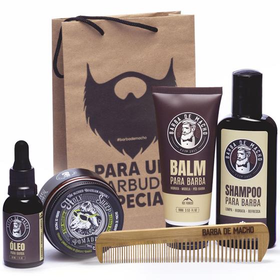 Kit Shampoo Balm Oleo Pomada De Cabelo + Pente - Barba de Macho - Kit ...