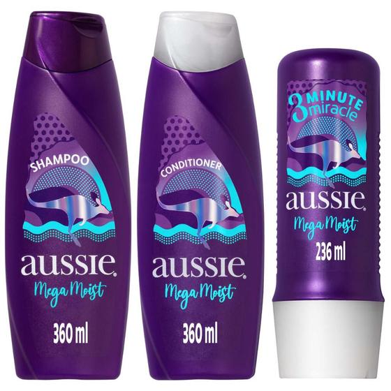 Kit Shampoo + Condicionador Aussie Mega Moist 3 Minute Miracle - Kit ...