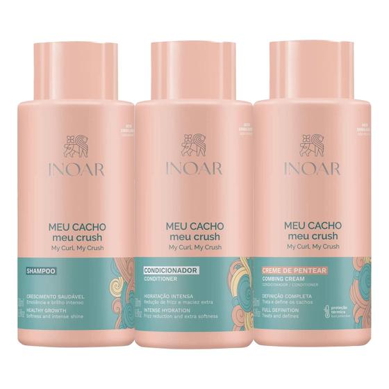 Kit Shampoo Condicionador e Creme Para Pentear 500ml Inoar Meu Cacho Meu Crush Crescimento ...