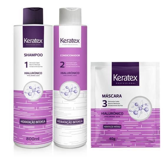 Kit shampoo condicionador mascara capilar ácido hialurônico keratex - Cuidados com o Rosto ...