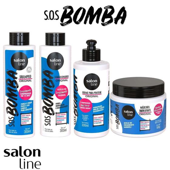 Kit Shampoo Condicionador Mascara Creme De Pentear 300ml Bomba Salon ...