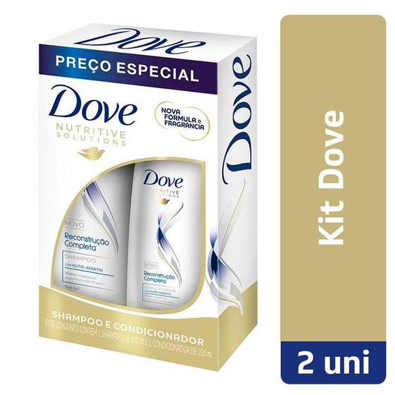 Kit Shampoo Dove Reconstrução Completa 400ml + Condicionador Dove ...