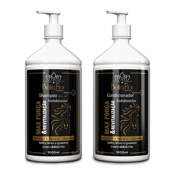 Kit Shampoo e Condicionador Capilar Max Força 1 Litro - Bella Flor ...