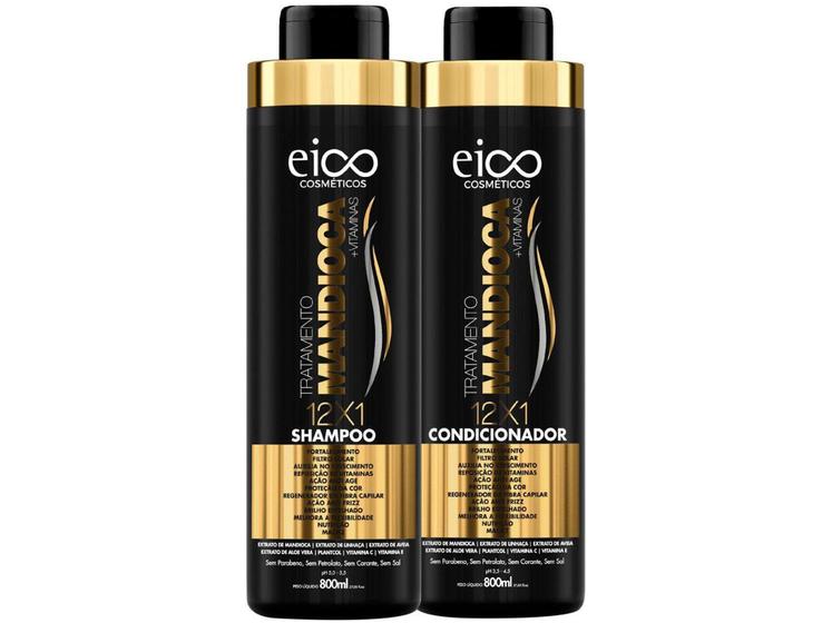 Kit Shampoo e Condicionador Eico Cosméticos - Tratamento Mandioca 800ml ...