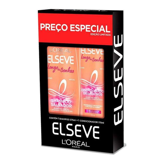 Kit Shampoo Elseve 375ml + Condicionador Longo Sonhos 170ml - Kit Shampoo e Condicionador ...