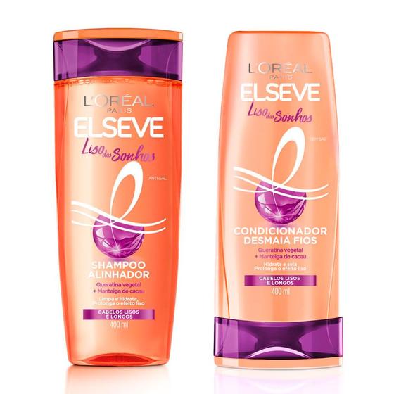 Kit Shampoo Elseve Liso dos Sonhos 400ml e Condicionador Elseve Liso ...