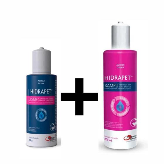 kit Shampoo Hidrapet Agener-200 ml + Hidrapet Creme Cães e Gatos-100 g ...