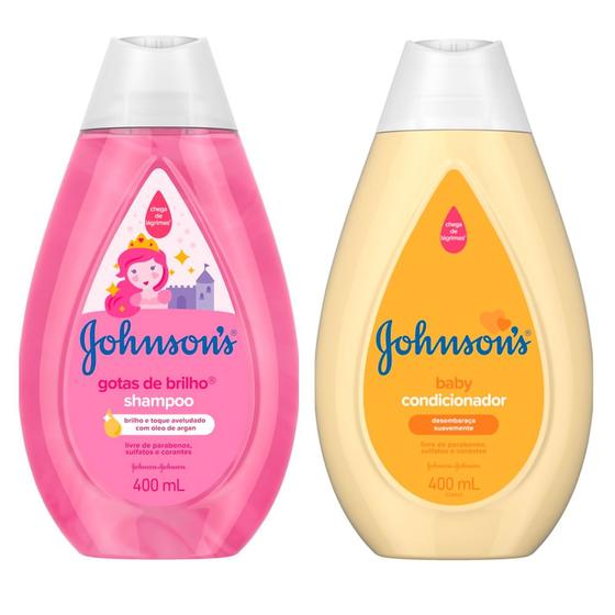 Kit Shampoo Johnson's Gotas de Brilho 400ml e Condicionador Johnson's ...
