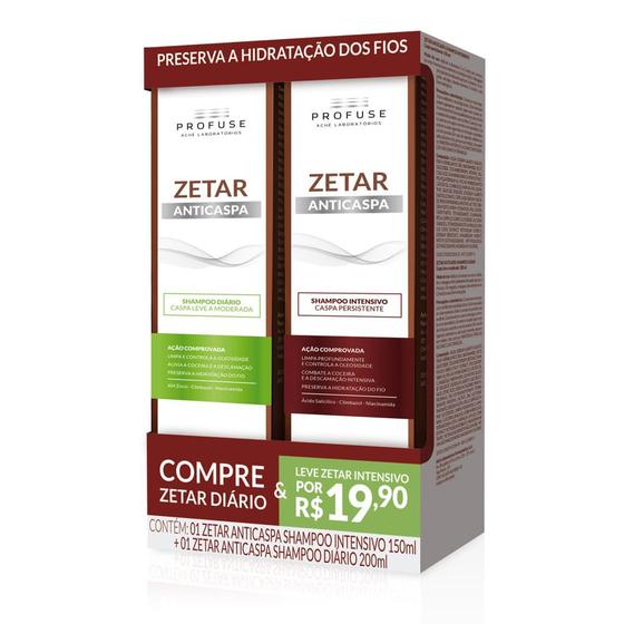 Kit Shampoo Profuse Zetar Anticaspa Intensivo 150ml + Shampoo Zetar ...
