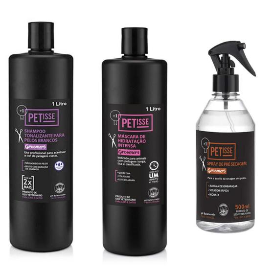 Kit Shampoo Tonalizante Pelos Brancos + Máscara Hidratação + Spray ...