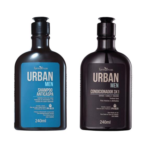 Kit Shampoo Urban Men e Condicionador 3x1 Masculino Farmaervas 240ml ...