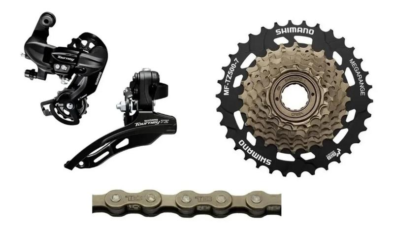 Kit Shimano Indexado - Câmbios, Catraca Megarange e Corrente Tec ...
