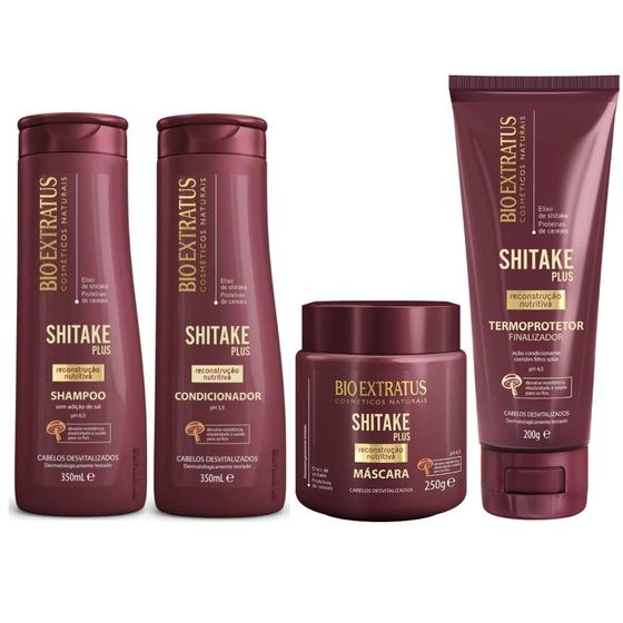 Kit Shitake Reconstrução Bio Extratus 4 Produtos (Sh/Cd 350ml + Mas ...