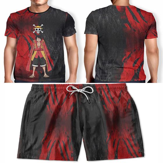 Kit Short + Camiseta Masculino Adulto e Infantil Monkey D. Luffy One ...