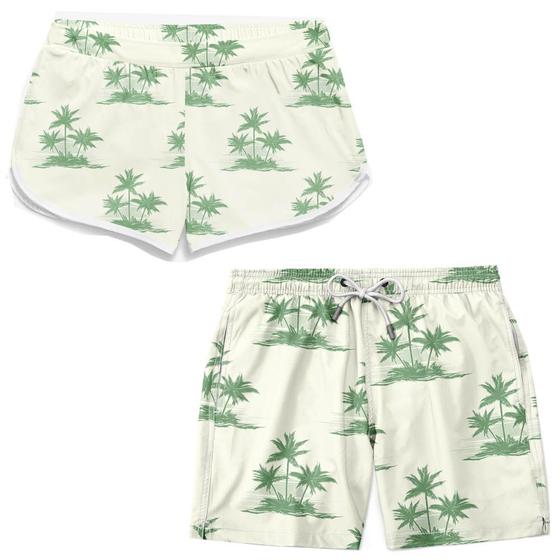 Kit Short Casal Bermuda Com Etampa Animada Praia TSM Tactel Casual ...