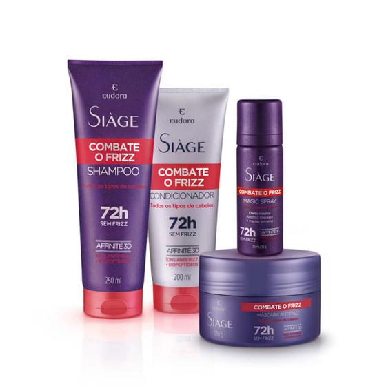 Kit Siàge Combate O Frizz - SHAMPOO + CONDICIONADOR + MASCARA + SPRAY ...