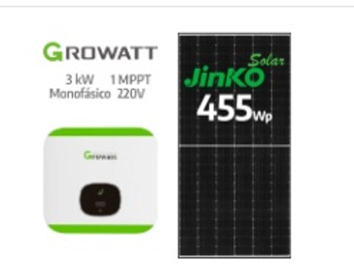 kit sistema solar Growatt com módulos Jinko 3.19kwp - Inversor Growatt-Módulos Jinko - Protetor ...