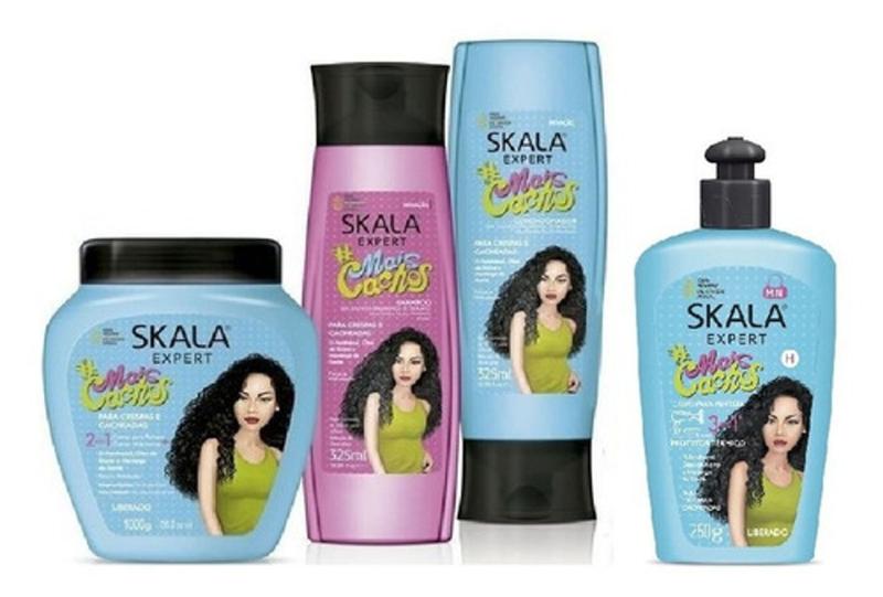Kit skala mais cachos shampoo+condicionador+creme 2em1 + cr p/pentear ...