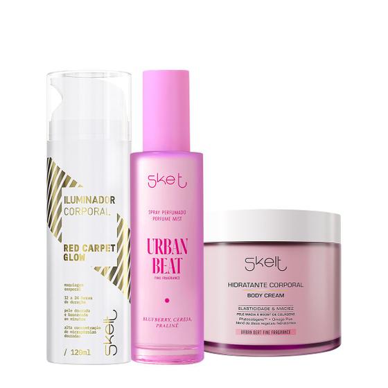 Kit Skelt Red Carpet Glow Iluminador Urban Beat Hidratante Corporal e ...