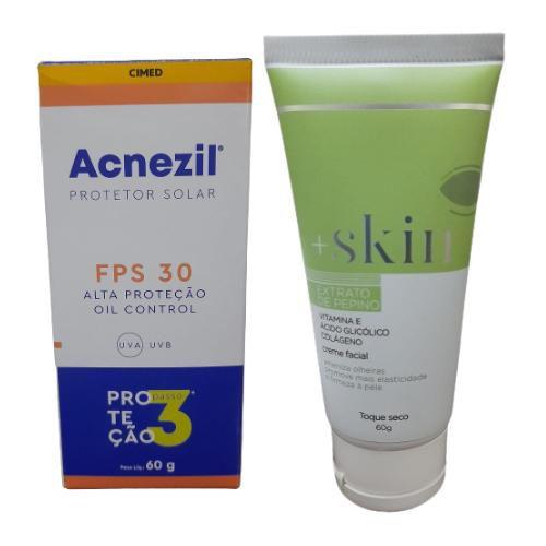 Kit Skin Care Protetor Solar Acnezil + Hidratante Extrato Pepino 60g ...
