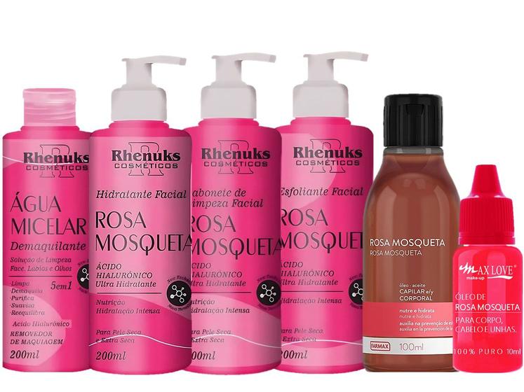 Kit SkinCare Completo Óleo Rosa Mosqueta Ruga Melasma Estria - Rhenuks ...